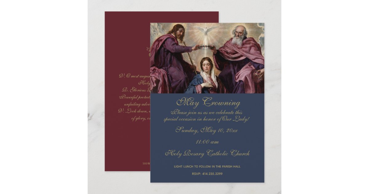 Religious May Crowning Mary Mothers Day Invitation | Zazzle