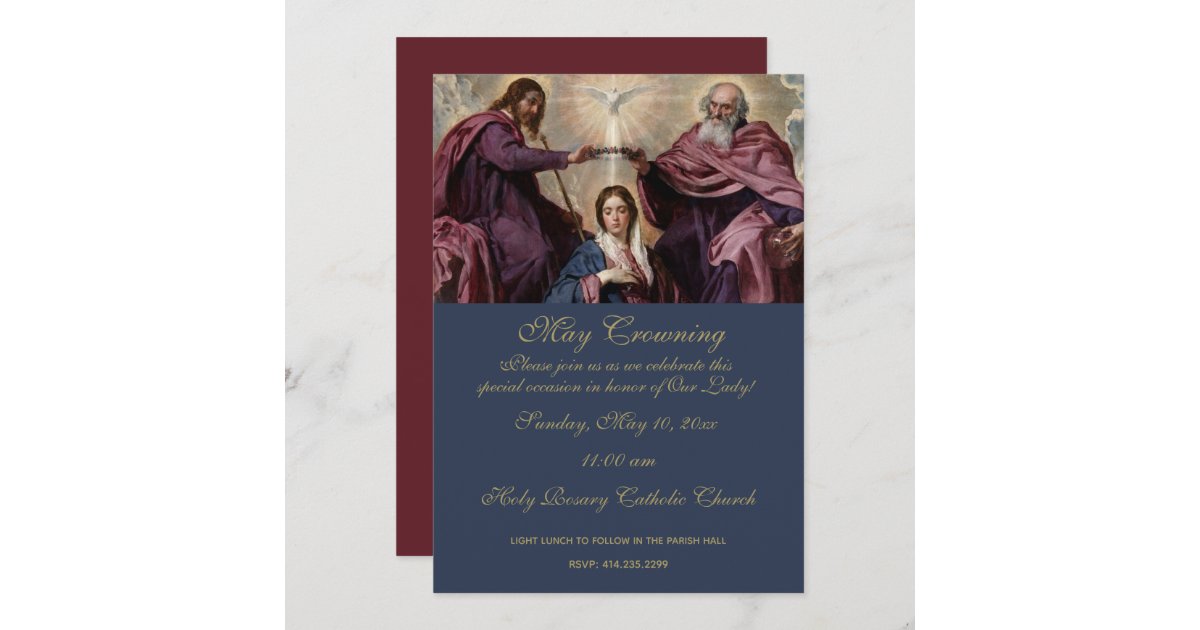 Religious May Crowning Mary Mothers Day Invitation | Zazzle