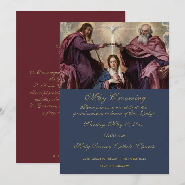 Religious May Crowning Mary Mothers Day Invitation | Zazzle