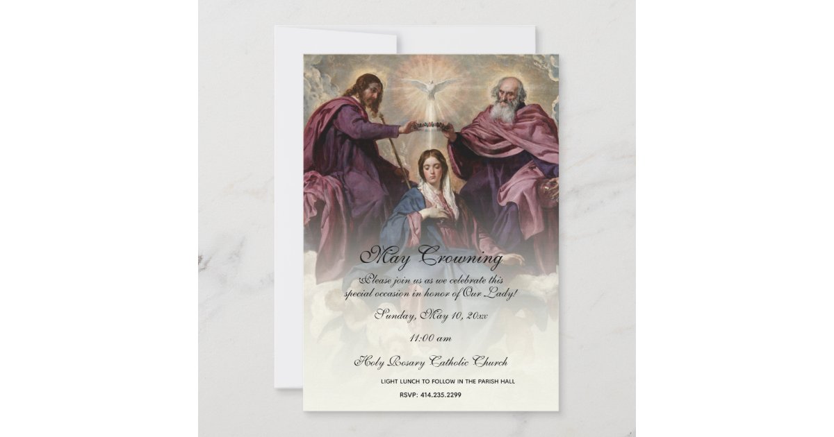 Religious May Crowning Mary Mothers Day Invitation | Zazzle