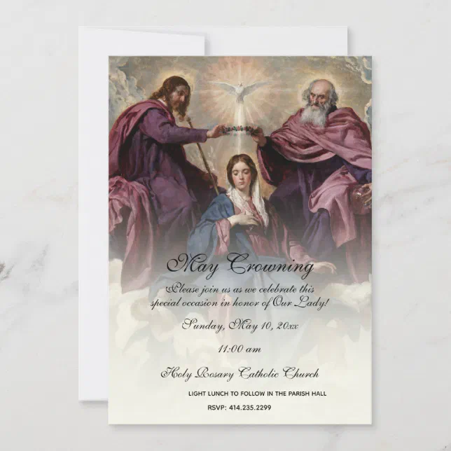 Religious May Crowning Mary Mothers Day Invitation | Zazzle