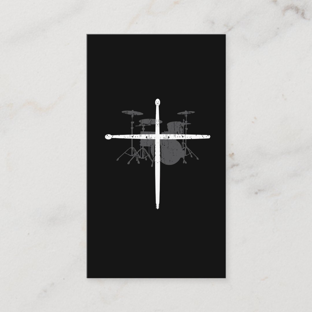 Religious Musician Drum Sticks Cross Drummer Business Card | Zazzle