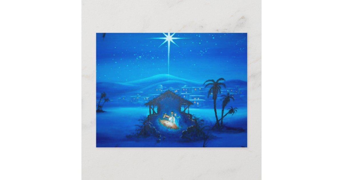 Religious Nativity Christmas postcard | Zazzle