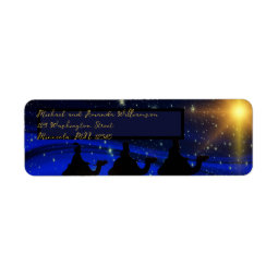 Religious Nativity Navy Blue Christmas Address Label | Zazzle