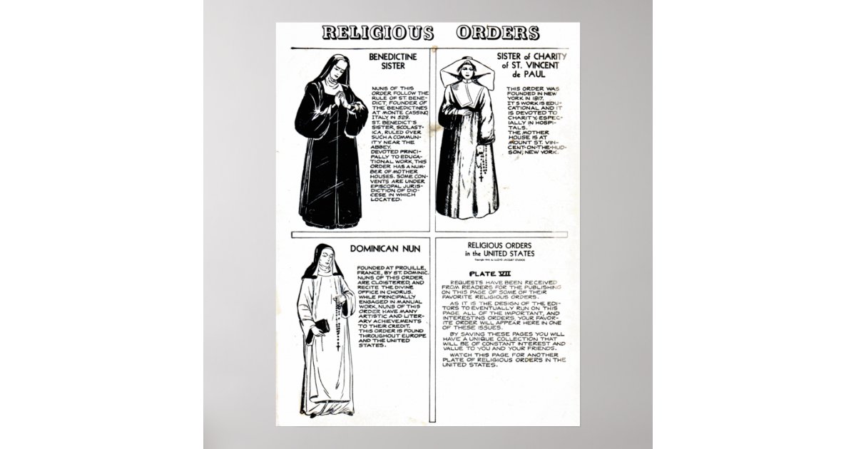 Religious Orders Benedictine Nuns Poster | Zazzle