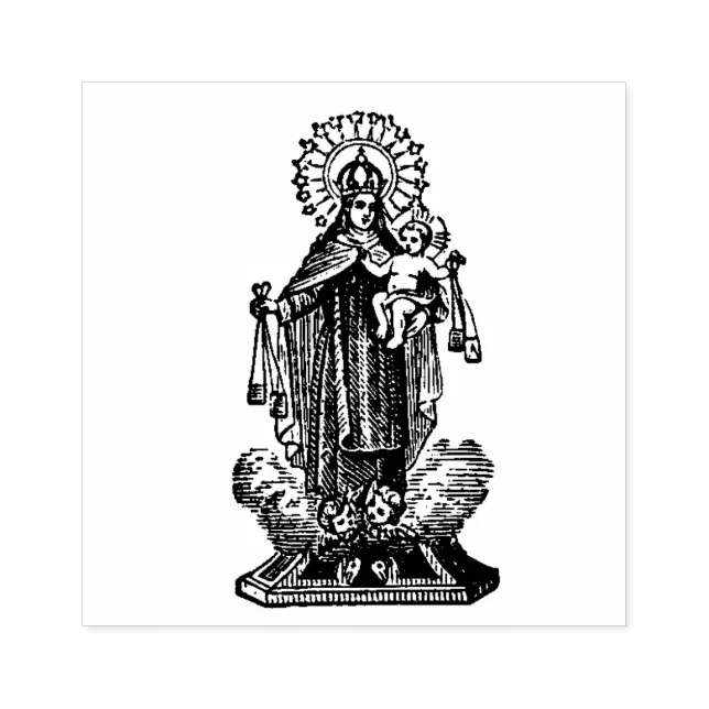 Religious Our Lady of Mount Carmel w Scapular Rubber Stamp | Zazzle