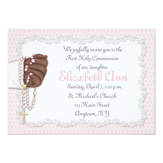Religious Pink Rosary Beads Invitation | Zazzle.com
