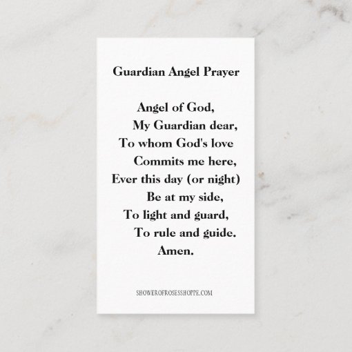 Religious Prayer to Your Guardian Angel Holy Card | Zazzle