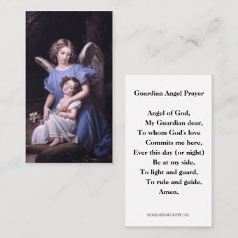Religious Prayer to Your Guardian Angel Holy Card | Zazzle