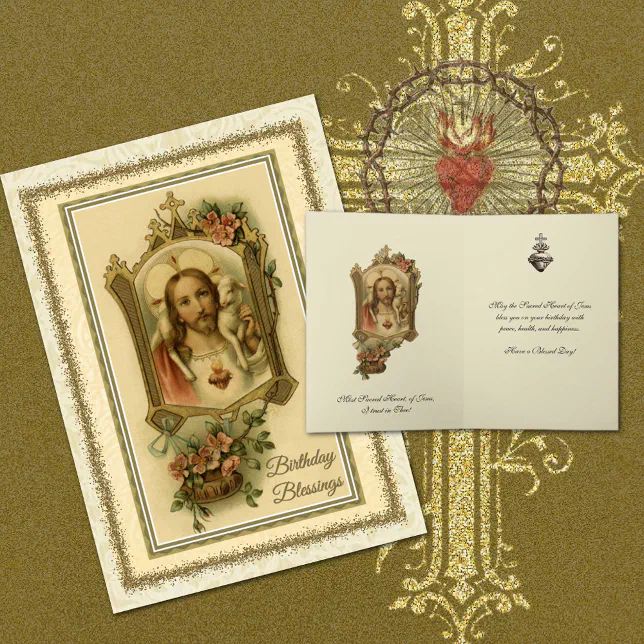 Religious Sacred Heart of Jesus Catholic Birthday Card | Zazzle