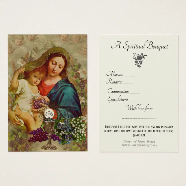 Religious Spiritual Bouquet Prayer Holy Card | Zazzle