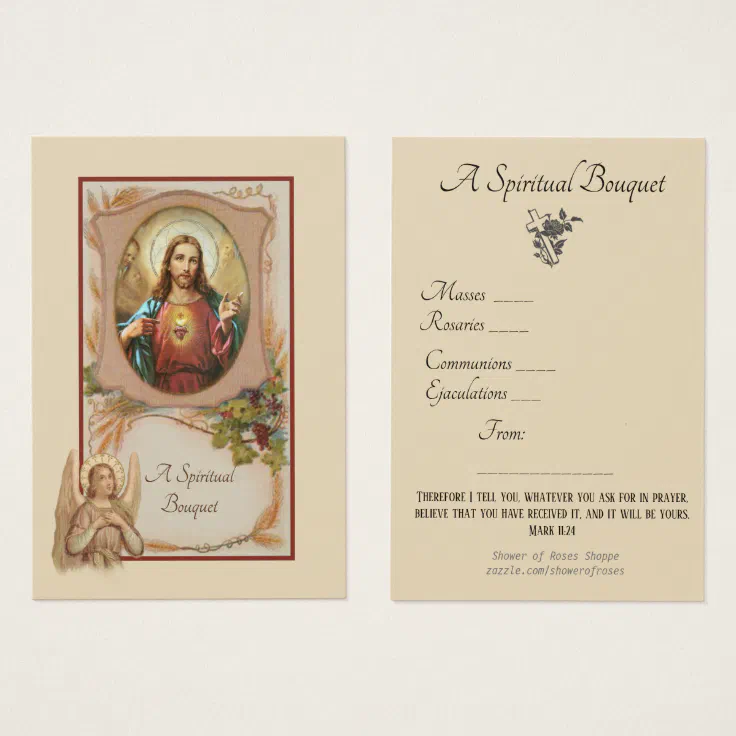 Religious Spiritual Bouquet Prayer Holy Card | Zazzle
