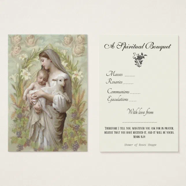 Religious Spiritual Bouquet Prayer Holy Card | Zazzle