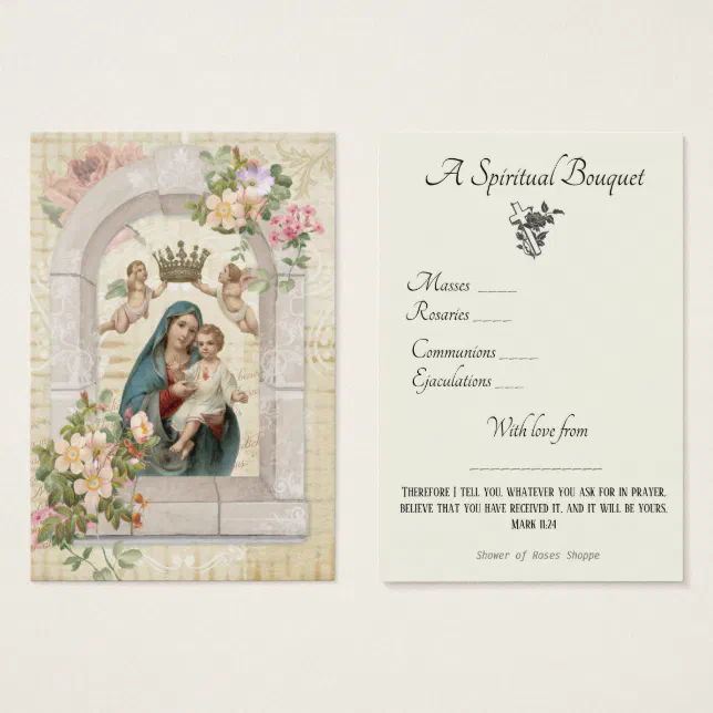 Religious Spiritual Bouquet Prayer Holy Card | Zazzle