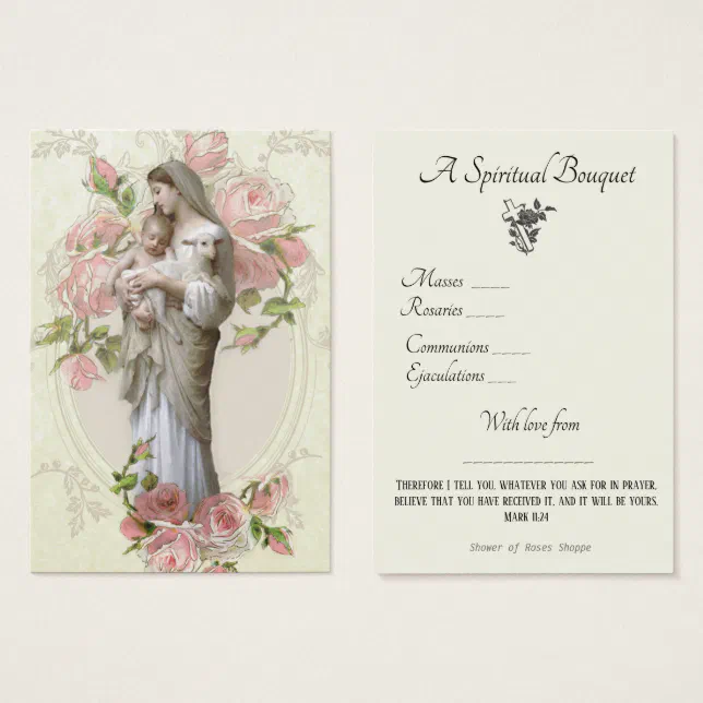 Religious Spiritual Bouquet Prayer Holy Card | Zazzle