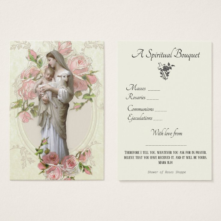 Religious Spiritual Bouquet Prayer Holy Card | Zazzle
