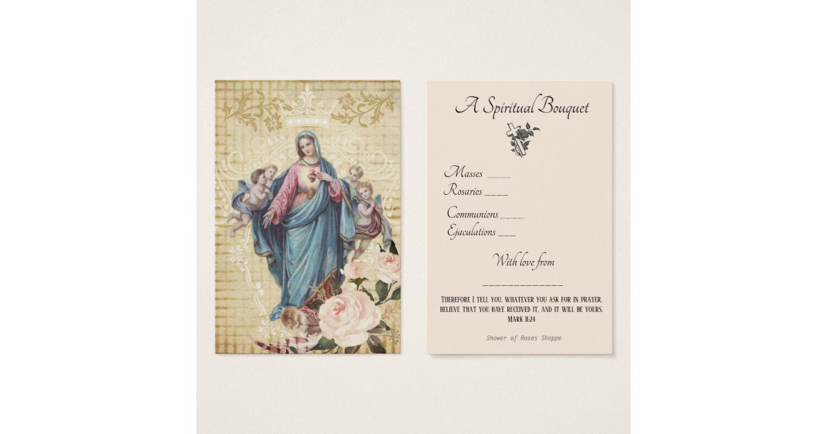 Religious Spiritual Bouquet Prayer Holy Card | Zazzle