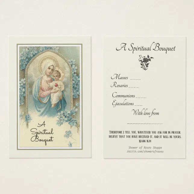 Religious Spiritual Bouquet Prayer Holy Card | Zazzle
