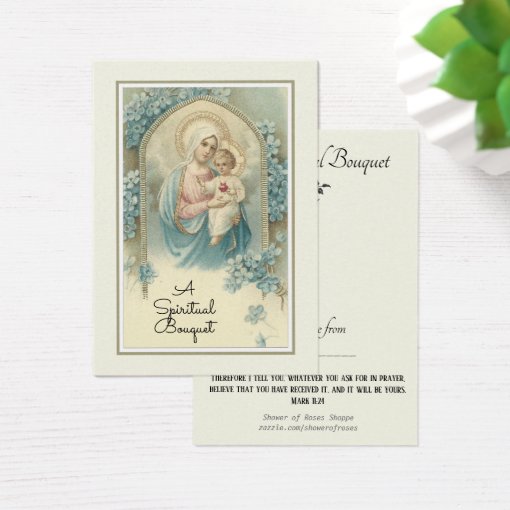 Religious Spiritual Bouquet Prayer Holy Card | Zazzle