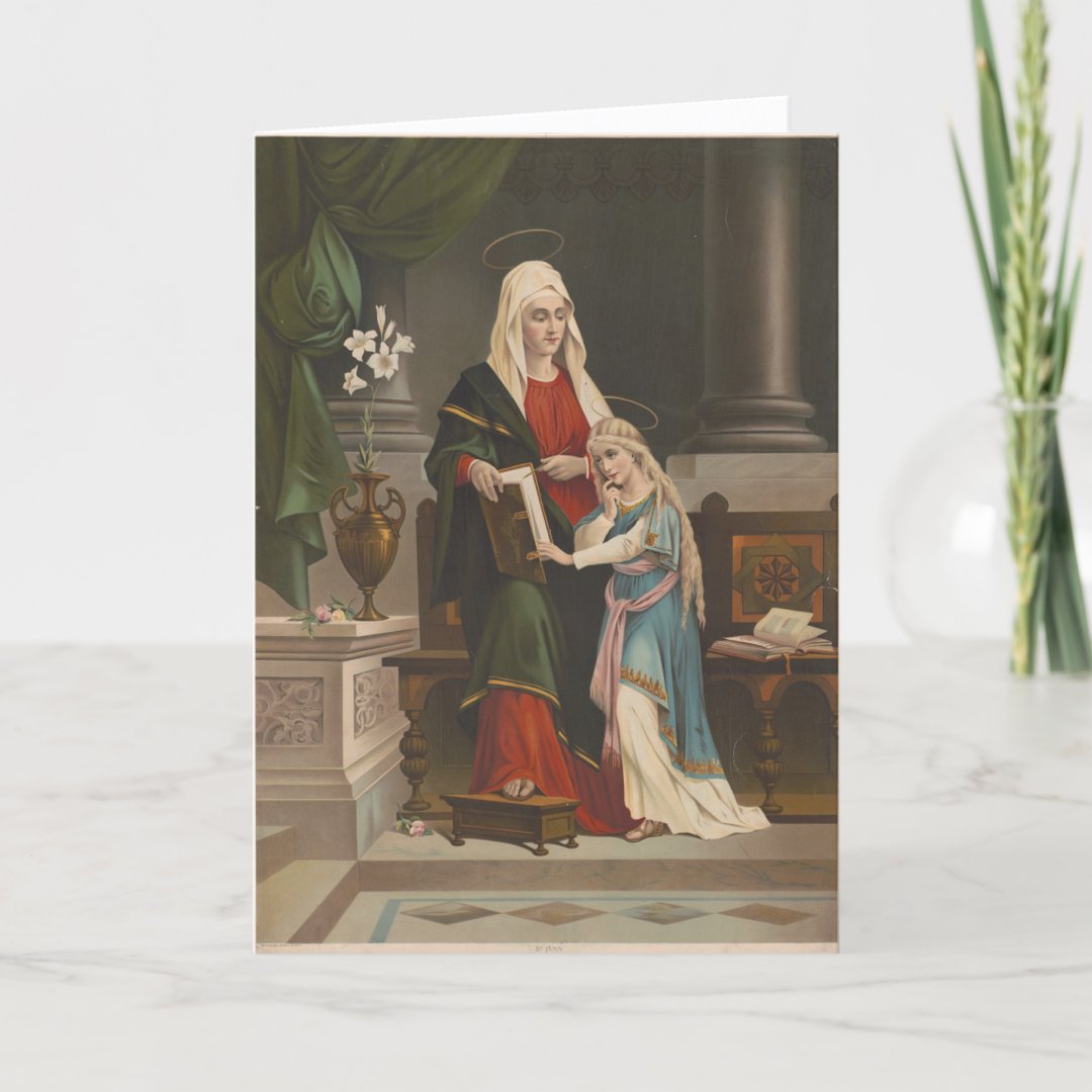 Religious St. Anne Blessed Virgin Mary Vintage Card | Zazzle