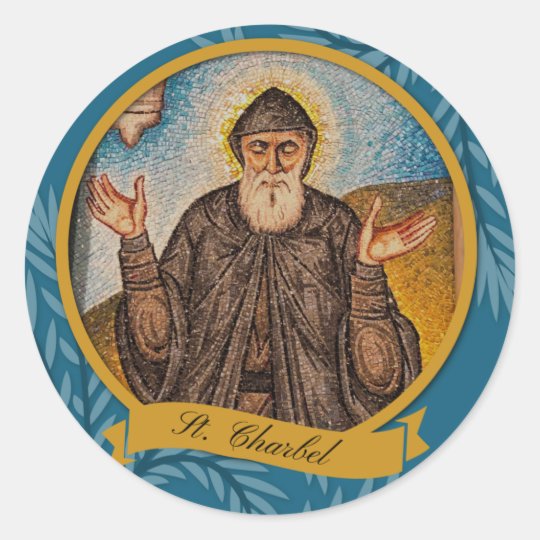 Religious St. Charbel Sharbel Catholic Prayer Card Classic Round ...