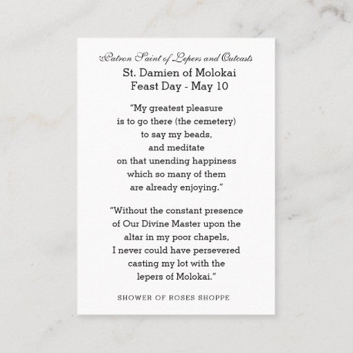 Religious St Damien of Molokai Hawaii Holy Card | Zazzle