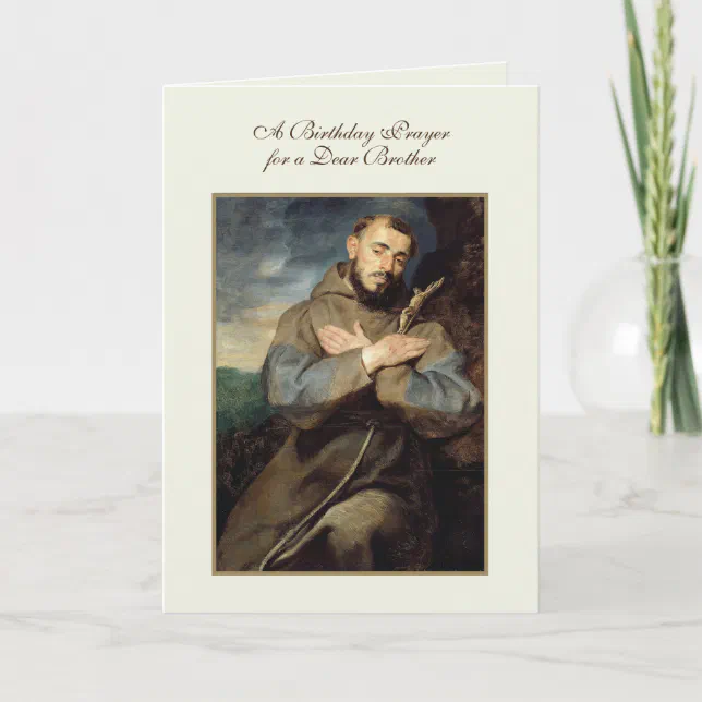 Religious St. Francis Catholic Brother Birthday Card | Zazzle