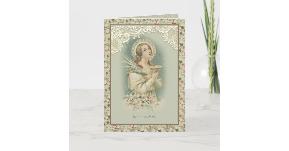 Religious St. Lucy Catholic Prayer Eyes Vintage Card | Zazzle