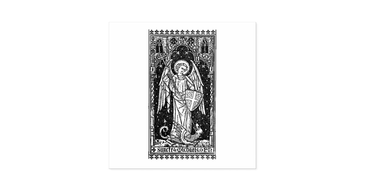 Religious St. Michael the Archangel Rubber Stamp | Zazzle