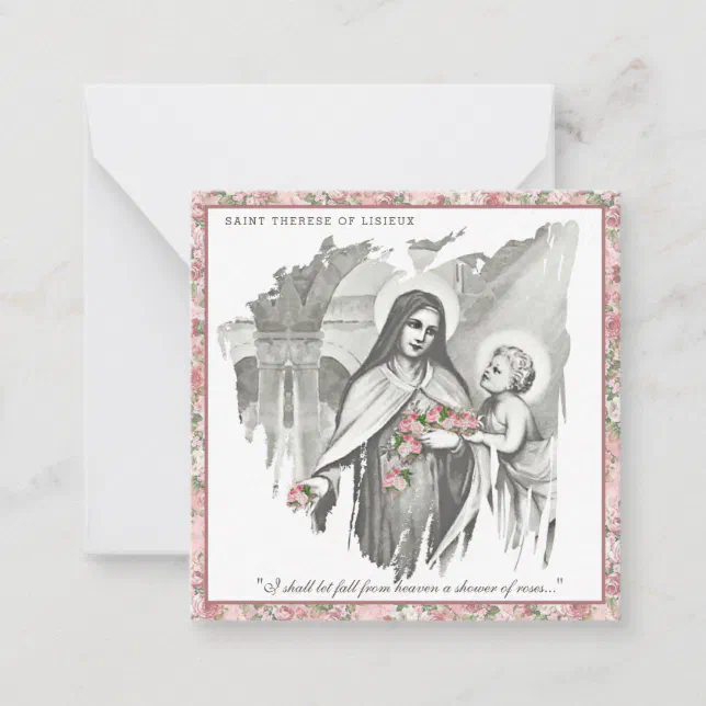 Religious St. Therese Catholic Nun Floral Card | Zazzle