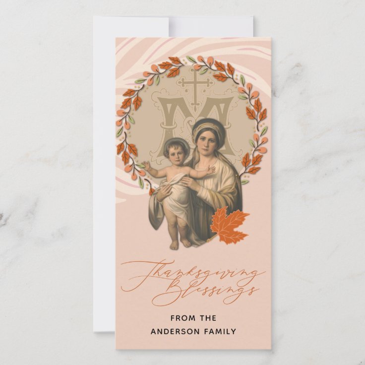 Religious Thanksgiving Virgin Mary Jesus Catholic Thank You Card | Zazzle