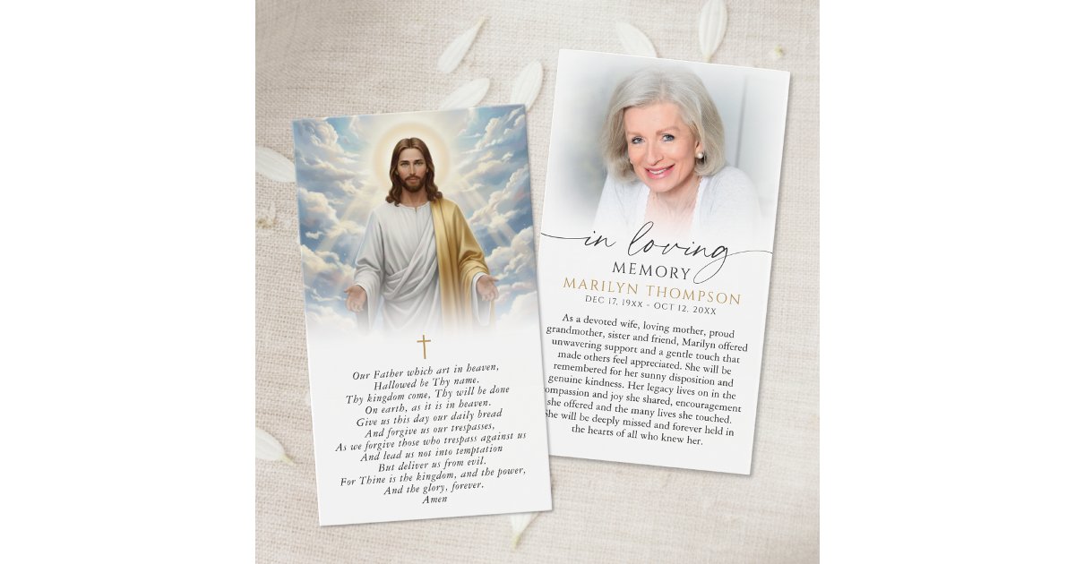 Religious The Lords Prayer Jesus Sympathy Card | Zazzle
