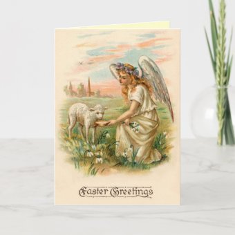 Religious Vintage Easter Angel Card | Zazzle