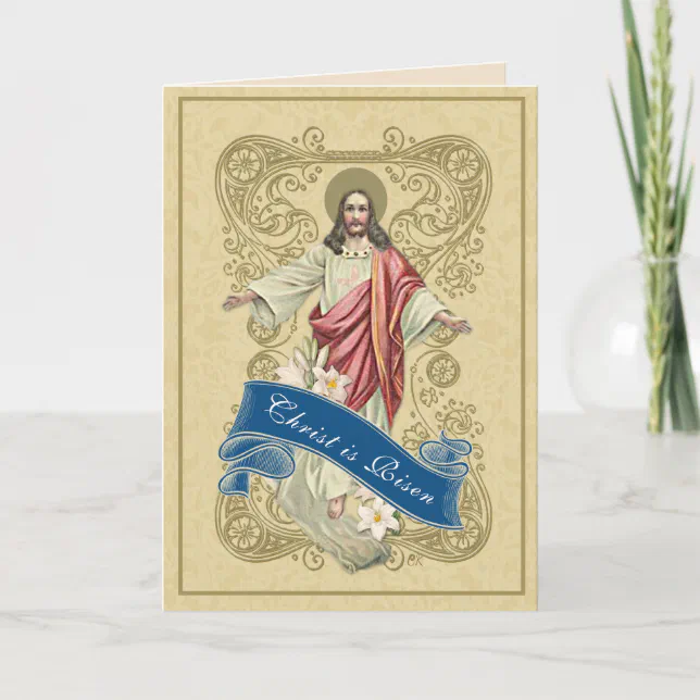 Religious Vintage Easter Resurrection Floral Lace Holiday Card | Zazzle