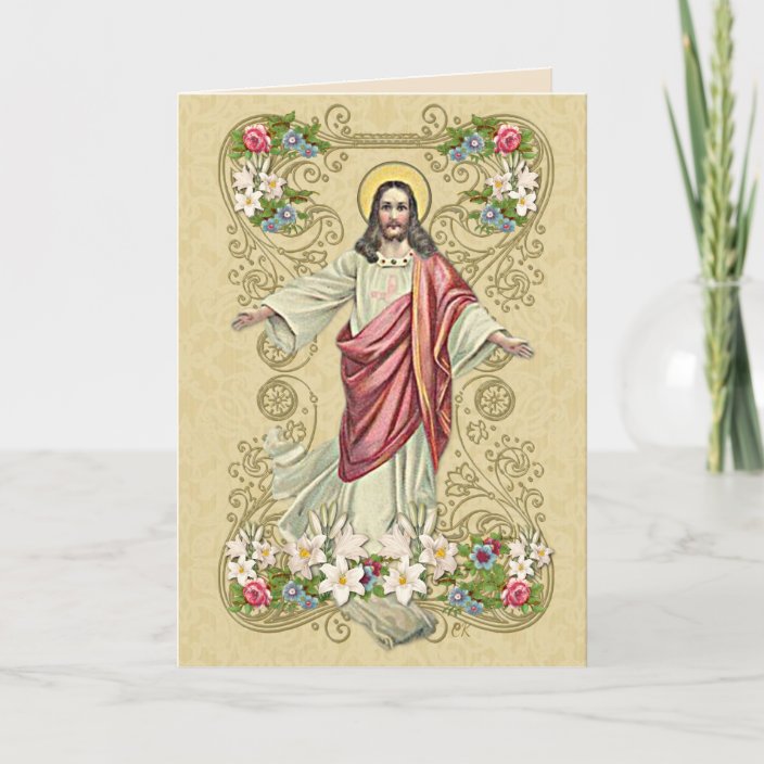 Religious Vintage Easter Resurrection Floral Lace Holiday Card | Zazzle.com