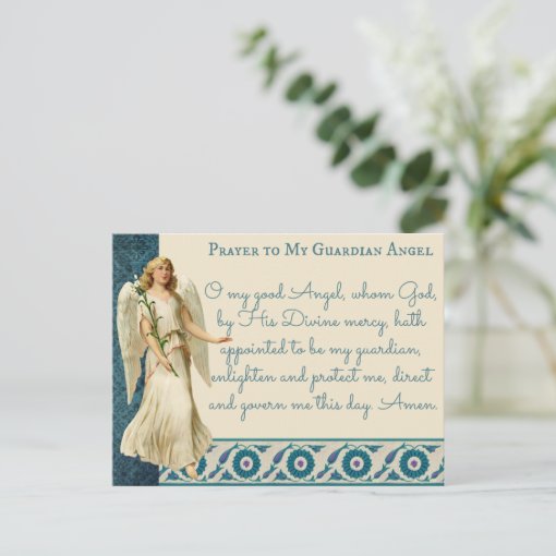 Religious Vintage Guardian Angel prayer Postcard | Zazzle