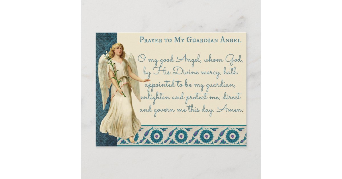 Religious Vintage Guardian Angel prayer Postcard | Zazzle