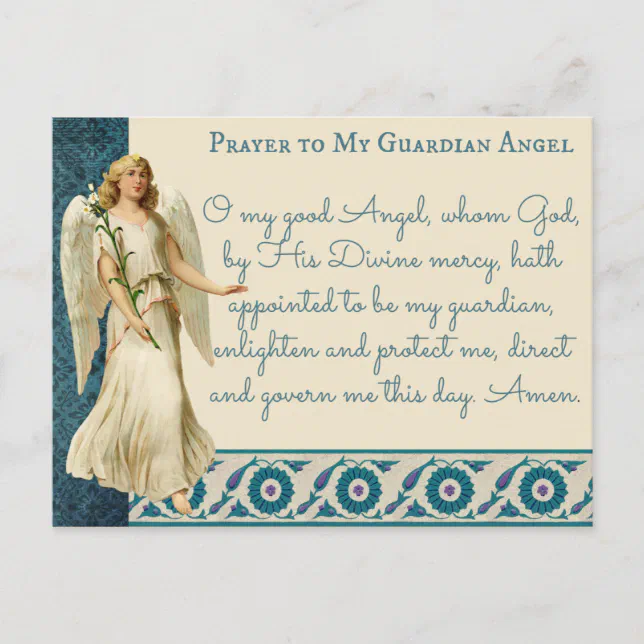 Religious Vintage Guardian Angel prayer Postcard | Zazzle