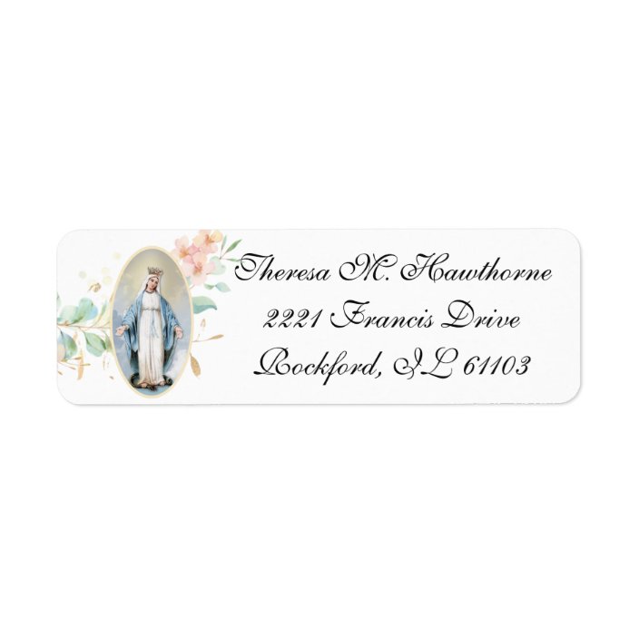Religious Vintage Virgin Mary Floral Elegant Label | Zazzle