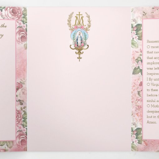 Religious Virgin Mary Catholic Prayer Floral Tri-Fold Card | Zazzle