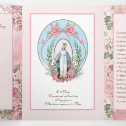 Religious Virgin Mary Catholic Prayer Floral Tri- Tri-Fold Card | Zazzle