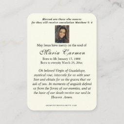Religious Virgin Mary Guadalupe Catholic Funeral Enclosure Card | Zazzle