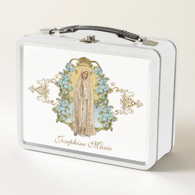 Religious Virgin Mary Heart Flower Fatima Prayer Metal Lunch Box | Zazzle