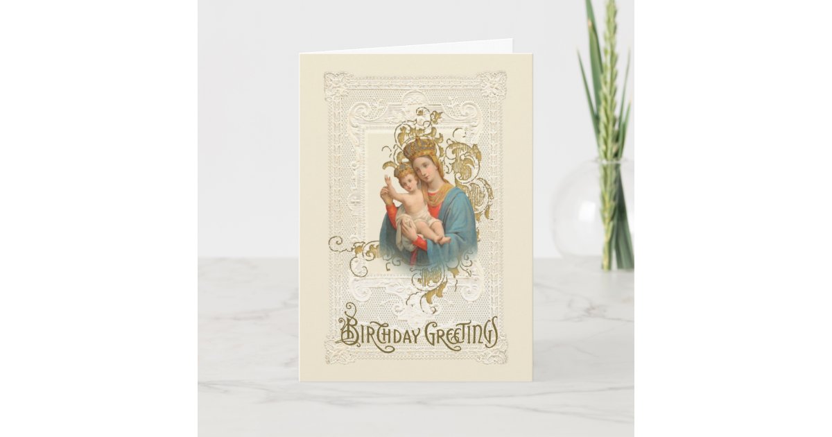 Religious Virgin Mary Jesus Catholic BIrthday Card | Zazzle