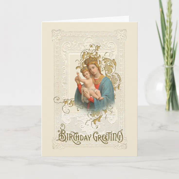 Religious Virgin Mary Jesus Catholic BIrthday Card | Zazzle