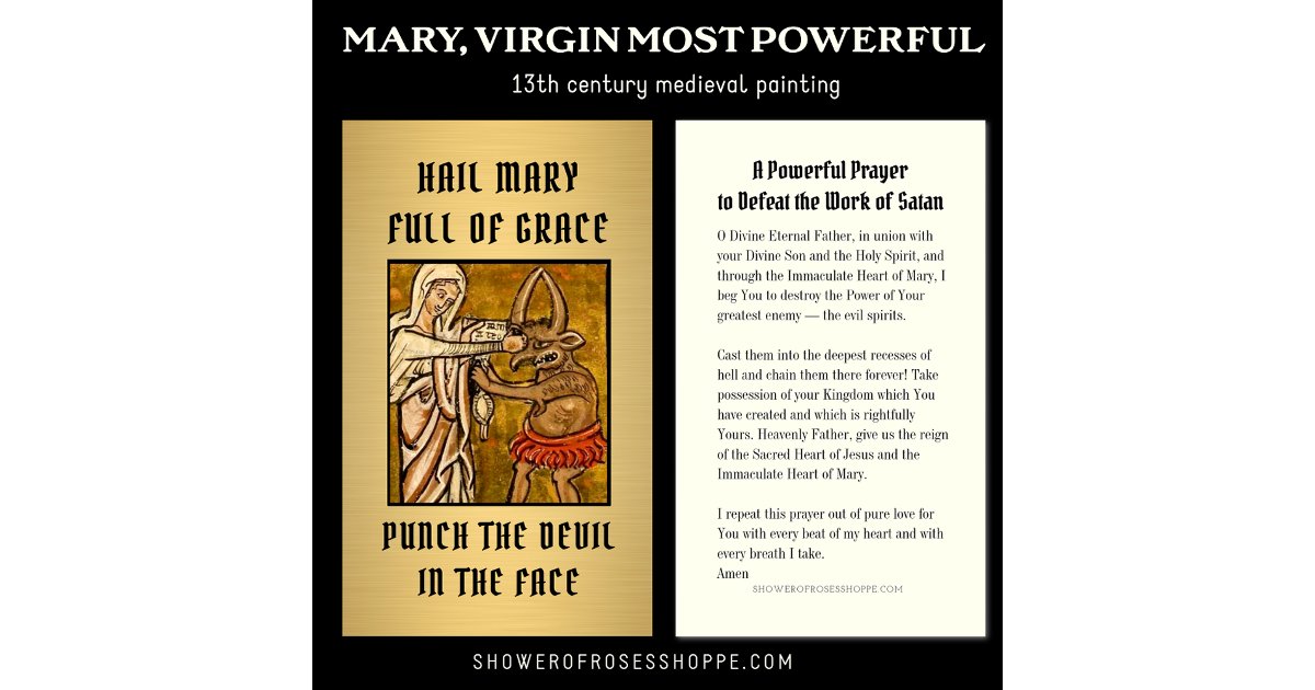 Religious Virgin Mary Prayer Punch Devil Place Card | Zazzle