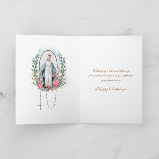 Religious Virgin Mary Roses Catholic Birthday Card | Zazzle