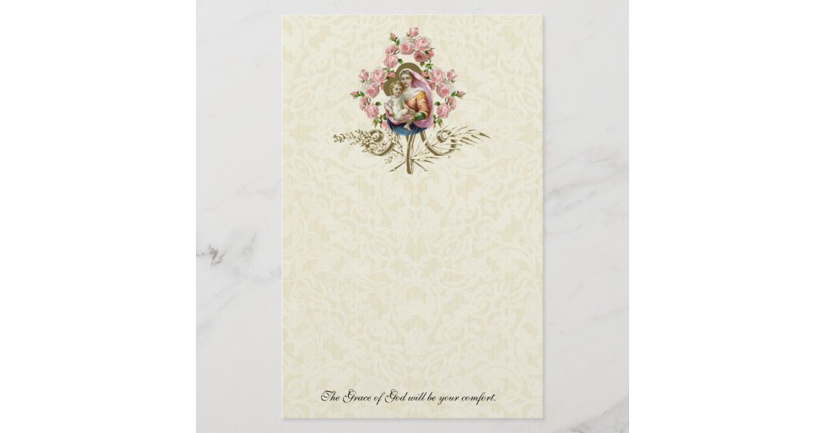 Religious Virgin Mary Vintage Catholic Roses | Zazzle