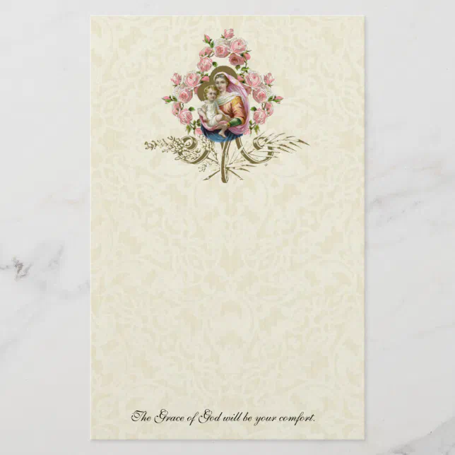 Religious Virgin Mary Vintage Catholic Roses | Zazzle