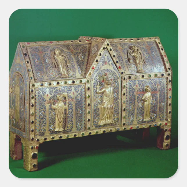 Reliquary chest of St. Calminius, Limoges Square Sticker | Zazzle